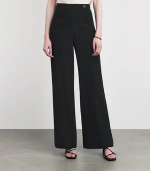 Claudie Pierlot Buttoned Wide-leg Tailored Trousers - Black