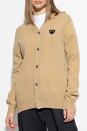 Play Comme Des Garcon Cardigan With Logo Patch - Beige