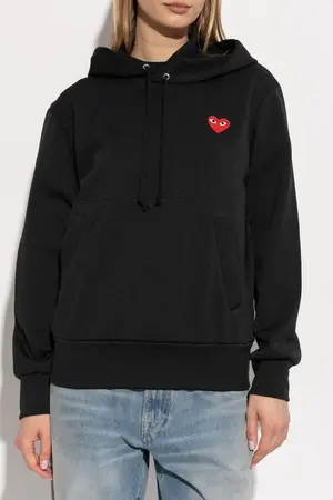 Play Comme Des Garcon Hoodie With Heart Logo - Black