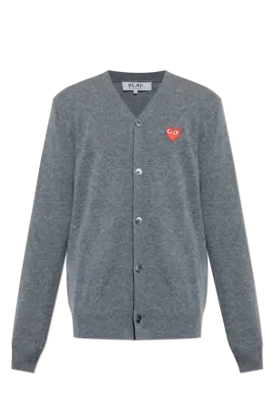 Play Comme Des Garcon Cardigan With Logo Patch - Grey