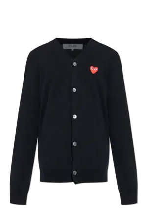 Play Comme Des Garcon Cardigan With Logo Patch - Black