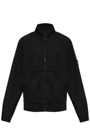 Stone Island Jacket With Logo Patch - Black