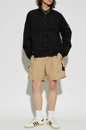 Stone Island Jacket With Logo Patch - Black