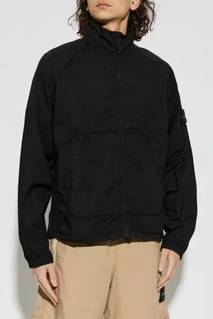 Stone Island Jacket With Logo Patch - Black