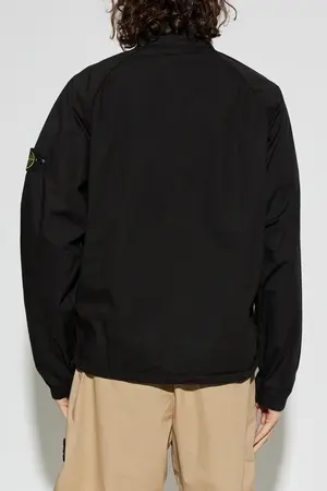 Stone Island Jacket With Logo Patch - Black