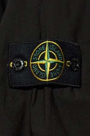 Stone Island Jacket With Logo Patch - Black