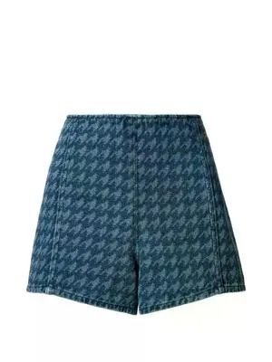 Perfect Moment Houndstooth Denim Shorts - Blue