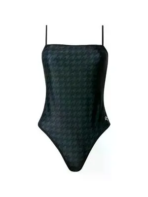 Perfect Moment Houndstooth-pattern Tie-back Swimsuit - Black
