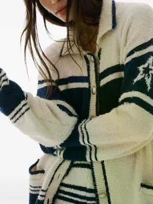 Perfect Moment Striped Bouclé Cardigan - Blue