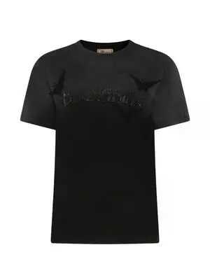 Blumarine Rhinestone-logo Butterfly-appliqué T-shirt