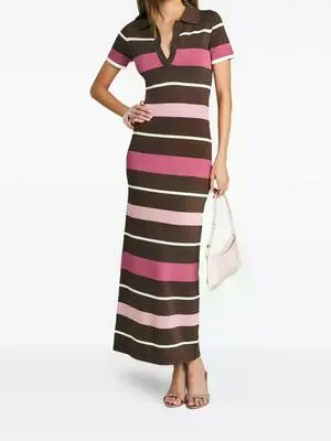 SEROYA Sam Striped Knit Dress - Brown