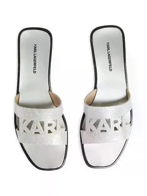 Karl Lagerfeld Glitter-effect Slides - Silver
