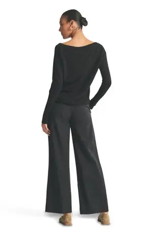 Naadam Lightweight Cashmere Boatneck Sweater - Black