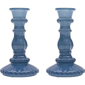 GALLERIE II Coastal S Elegant Glass Candle Holders Set Of 2 - Blue