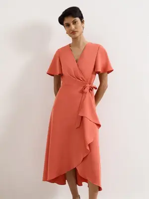 PHASE EIGHT Julissa Wrap Midi Dress - Orange