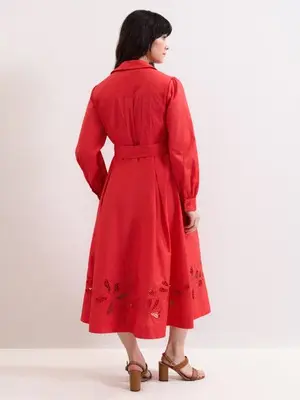 PHASE EIGHT Cutwork Hem Midi Dress - Red
