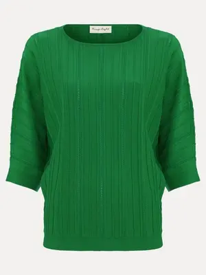 PHASE EIGHT Ribbed Knit 3/4 Sleeve Jumper - Green