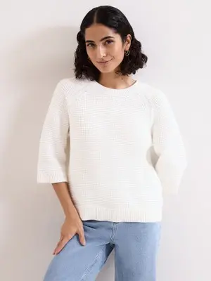 PHASE EIGHT Odette Waffle Knit Sweater - Ivory
