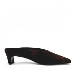 AMIE RAFA Junie Suede Heeled Mule - Brown