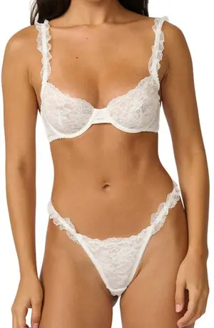 KAT THE LABEL Lulu Ruffle Lace Trim Thong