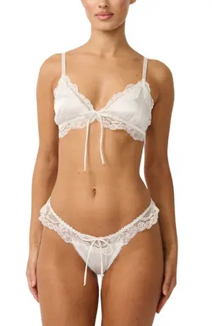 KAT THE LABEL Madeline Ruffle Trim Satin Bralette