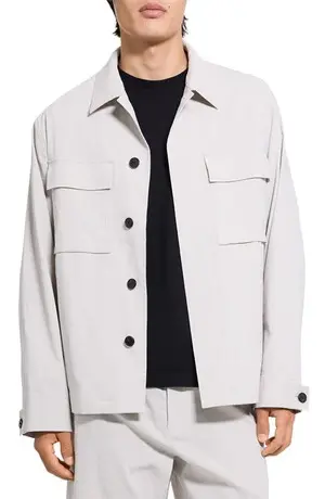 Theory Mod Linen Blend Field Jacket - Silver Cloud