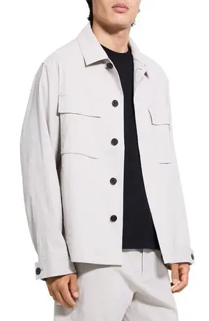 Theory Mod Linen Blend Field Jacket - Silver Cloud