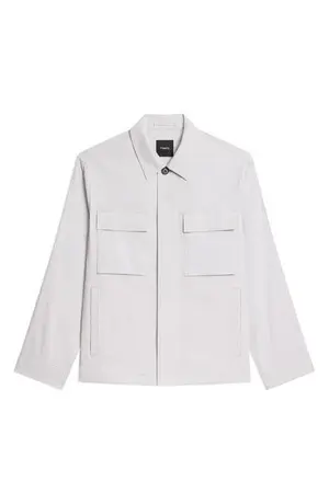 Theory Mod Linen Blend Field Jacket - Silver Cloud