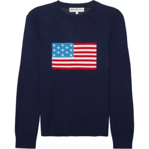 ELLSWORTH + IVEY Classic Crewneck American Flag Sweater - Navy