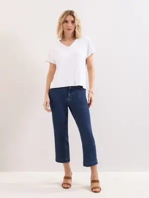 PHASE EIGHT Saphiya Slub Cotton V-neck T-shirt - White