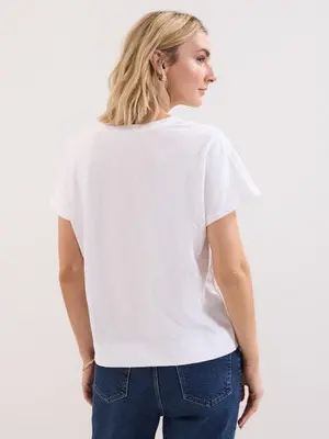 PHASE EIGHT Saphiya Slub Cotton V-neck T-shirt - White