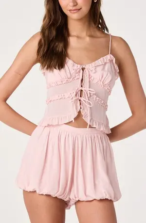 Astr The Label Kailey Pleated Bubble Shorts - Blush