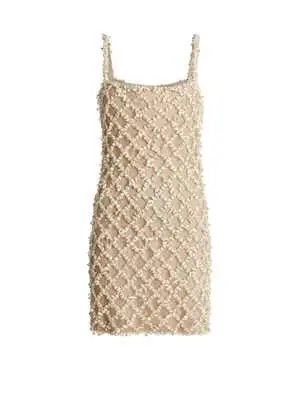 Balmain Embroidered Mesh Mini Dress