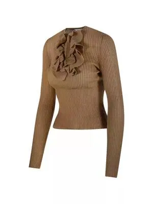 NUDE Ruffled Ribbed Blouse