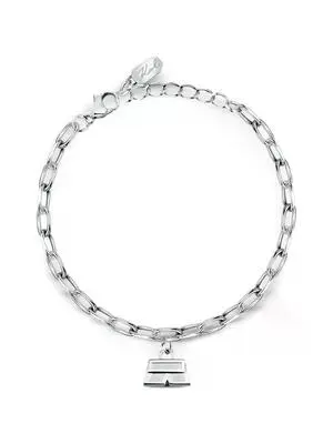 Karl Lagerfeld Logo-pendant Cable-link Bracelet - Silver