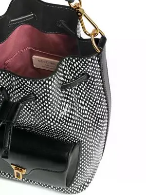 COCCINELLE Snake-print Leather Bucket Bag - Black