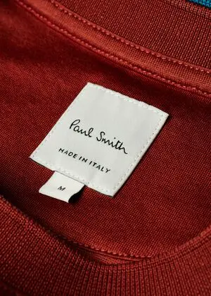 Paul Smith Rust Red 'signature Stripe' Collar T-shirt - Orange