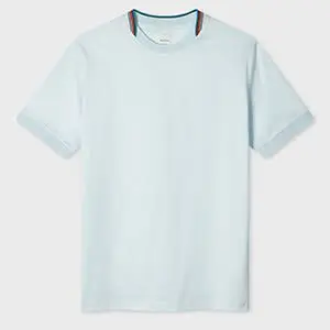 Paul Smith Sky 'signature Stripe' Collar T-shirt - Blue