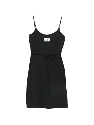 MAISON MARGIELA Spaghetti Strap Logo Patch Mini Dress - Black