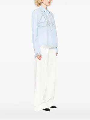 Ermanno Scervino Embroidered Cotton Shirt - Sky Blue
