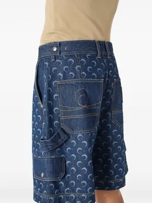MARINE SERRE Moon Denim Bermuda Shorts - Blue