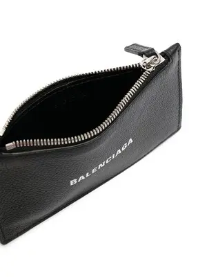 Balenciaga Cash Leather Card Case - Black