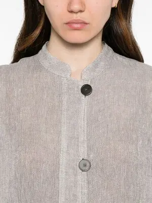 Emporio Armani Linen Buttoned Jacket - Grey