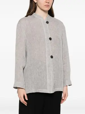 Emporio Armani Linen Buttoned Jacket - Grey