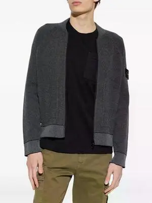 Stone Island Logo-patch Zip-up Cardigan - Grey