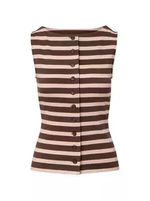Veronica Beard Uma Striped Ribbed Top