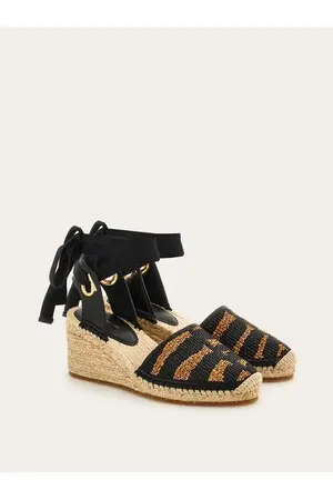 FERRAGAMO Woven Raffia Espadrilles