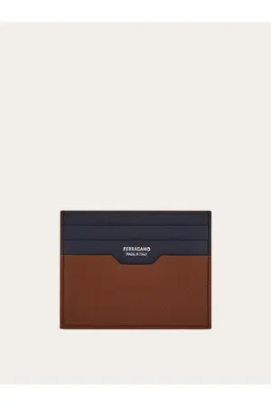 FERRAGAMO Monogram Credit Card Holder - Navy