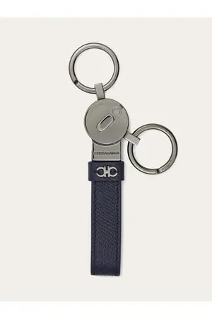 FERRAGAMO Gancini Key Holder - Navy