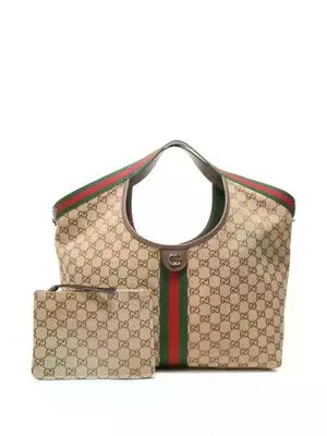 Gucci Gg Web Tote Bag - Neutrals